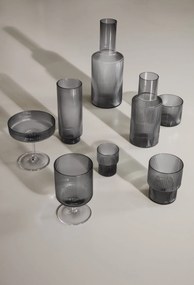 Ferm Living Skleničky Ripple Low Smoked Grey 200 ml – set 4 ks, šedá barva, sklo