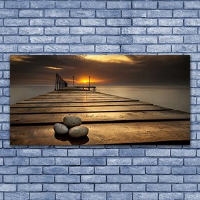 Plexisklo-obraz Moře Molo Západ Slunce 120x60 cm