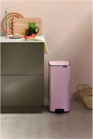 Růžový nášlapný ocelový odpadkový koš 30 l Bo – Brabantia