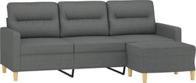 3místná pohovka s podnožkou tmavě šedá 180 cm textil 3201074