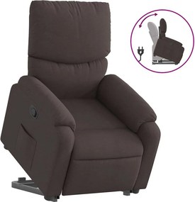 Zvedací polohovací křeslo tmavě hnědé textil 3204829
