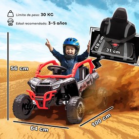 AIYAPLAY Elektrické dětské auto 12V s licencí Kawasaki Teryx KRX 1000 Dálkové ovládání Zadní odpružení červená