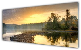 akrylový obraz Jezero Kameny Krajina 125x50 cm
