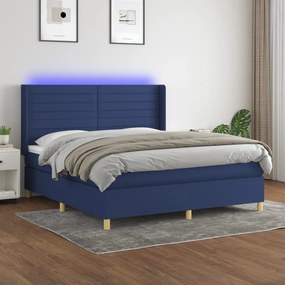 Box spring postel s matrací a LED modrá 180x200 cm textil 3138979