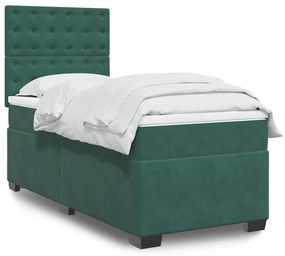 Box spring postel s matrací tmavě zelená 90x190 cm samet 3293101