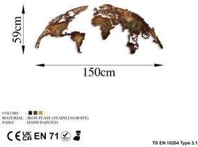 Nástěnná dekorace 2 ks 150x59 planeta kov