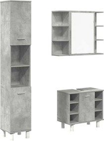 3dílný set koupelnového nábytku betonově šedý kompozitní dřevo 3324855