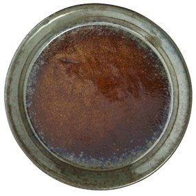 MADAM STOLTZ Kameninový dezertní talíř Multi Coloured B, béžová barva, hnědá barva, keramika