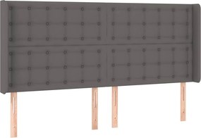 Čelo postele s LED šedé 183 x 16 x 118/128 cm umělá kůže 3124154