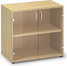 Nízká skleněná skříň ProOffice 80 x 45,8 x 73,5 cm, divoká hruška
