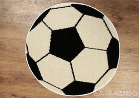 Dětský kulatý kusový koberec Funky Top Kik krémový - fotbalový míč - pr.80cm | pr.100cm | pr.133cm