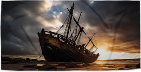 Sablio Ručník Vrak lodi při západu slunce - 70x140 cm