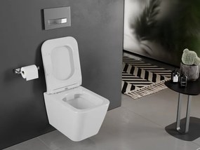 Mexen Cube wc mísa Rimless s pomalu sklopným slim sedátkem, duroplast, bílý lesk - 30924000