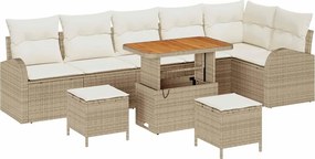 vidaXL Sada zahradních pohovek s polštářem 9 pcs Béžová a krémová [3364366]