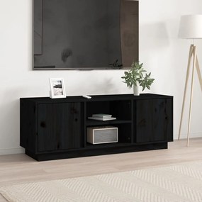 TV skříňka černá 110x35x40,5 cm masivní borové dřevo - Default Title