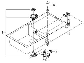 GROHE 31645AP0 - Dřez K500 1000 × 500 mm kámen/černá