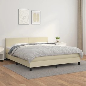 Box spring postel s matrací krémová 160x200 cm umělá kůže 3141013