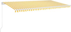 Ručně zatahovací markýza s LED světlem 600 x 300 cm žlutobílá 3068963