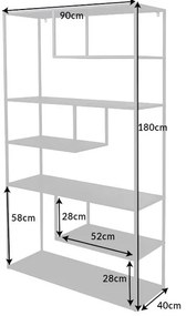 Invicta Kovová knihovna DURA 180 cm černá 43327