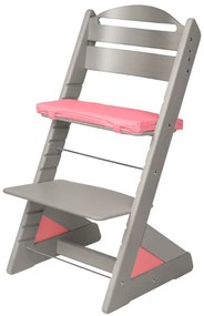 Jitro Dětská rostoucí židle Plus Šedá Růžový klín + růžový