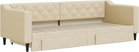 Válenda s přistýlkou a zásuvkami krémová 80 x 200 cm textil 3197461