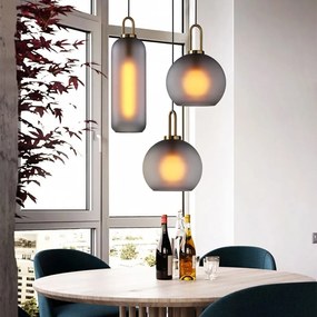 Toolight - Skleněná závěsná svítilna 1xE27 60W APP442-CP, zlatá, OSW-05934