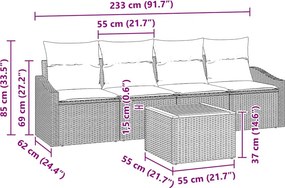 Sada zahradních pohovek 5 ks Černá polyratan 3347765