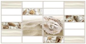 Obkladové panely 3D PVC TP10013998, rozměr 955 x 480 mm, bílý obklad s mušlí a perlou, GRACE