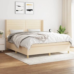 Box spring postel s matrací krémová 180x200 cm textil 3132094