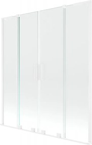 Mexen Velar L Duo, 2-křídlová posuvná vanová zástěna 160 x 150 cm, 8mm čiré sklo, bílá matná, 896-160-003-02-20