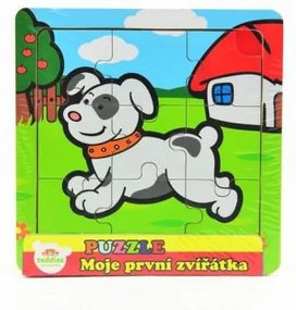 Teddies Mini puzzle dřevěné 9 dílků Moje první zvířátka pro nejmenší Pes