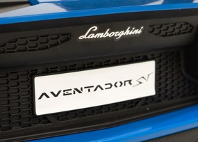 Ramiz Elektrické auto Lamborghini Aventador SV pro 2 děti Modré + Bezkartáčový motor + Nafukovací kola + LED audio