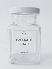 Samolepka na kořenky HARMONIE CHUTI průhledná  5 × 5 cm základní písmo
