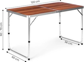 Skládací turistický stůl Veloca 120x60 cm hnědý