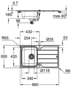 GROHE 31573SD1 -Sada kuchyň. dřezu K500 s odkapávačem a baterie A 86×50 cm nerez