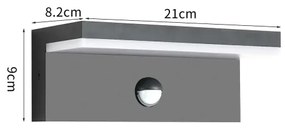 Brilagi-LED Venkovní nástěnné svítidlo se senzorem TESSI LED/10W/230V antr. IP54