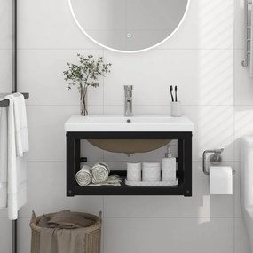 Koupelnový rám s vestavěným umyvadlem černý železo 3101383