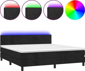 Box spring postel s matrací a LED černá 180x200 cm samet 3134299
