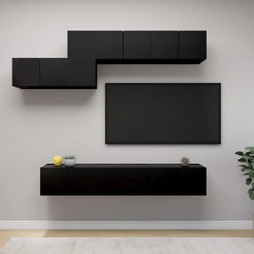 7dílný set TV skříněk černý kompozitní dřevo