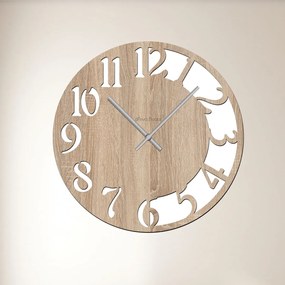 dřevo života Nástěnné hodiny CLOCK Zvolte barvu dekoru: Dub Sonoma, Velikost hodin: 60x60, Barva ručiček: Stříbrné