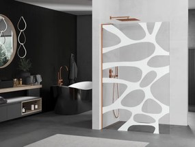 Mexen Kioto L, sprchová zástěna Walk-In 110 x 200 cm, 8mm čiré sklo bílý vzor, ​​růžové zlato profil, 800-110-103-60-97