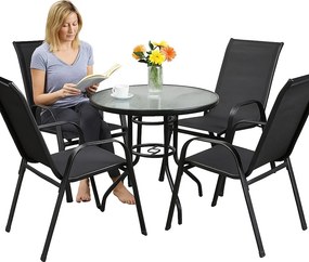 TRENDIE Sestava zahradního nábytku - 4 židle a stůl 80cm kulatý