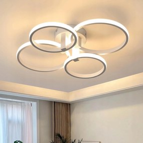 Lampa Sufitowa Led Biały Żyrandol Ring Nowoczesna Salonu Sypialni 48W 3000K