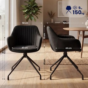 Sada 2 jídelních židlí Welby samet – černá