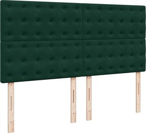 Box spring postel s matrací tmavě zelená 200x200 cm samet 3293317