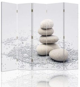 Ozdobný paraván, Klid kamenů - 180x170 cm, pětidílný, obustranný paraván 360°