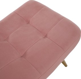 Křeslo s podnoží, růžová Velvet látka/dub, HABEN