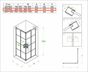 BPS-koupelny Čtvercový sprchový kout BL32B 90x90 černá/transparent + vanička SXL02B BL černá