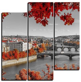 Obraz na plátně - Řeka Vltava a Karlův most - čtverec 3257QD (105x105 cm)