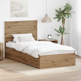 Rám postele s čelo Artisanový dub 100 x 200 cm Kompozitní dřevo 3411349
